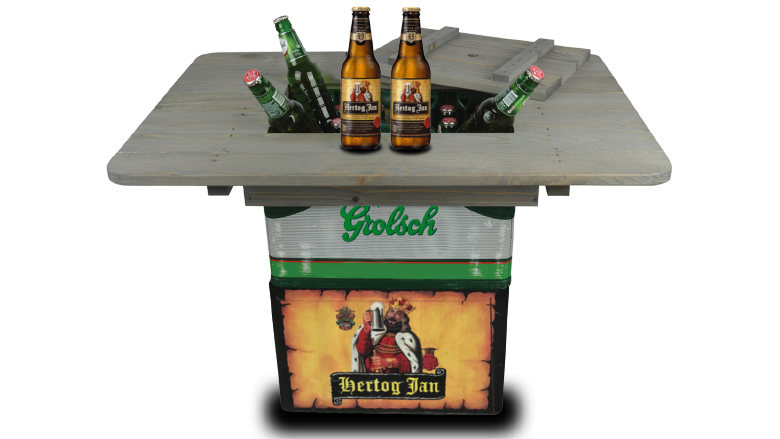 Bierkrat tafel blad voor gezelligheid en gemak - Kerstpakketten123.nl